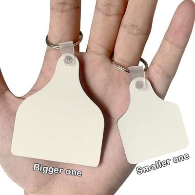 China Double Sided Sublimation Blank Cow Ear Tag MDF Keychains for sale