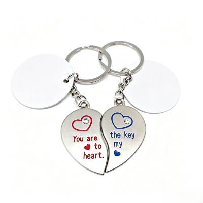 China Cute Blanks Metal Sublimation Love Keychain For Couples for sale