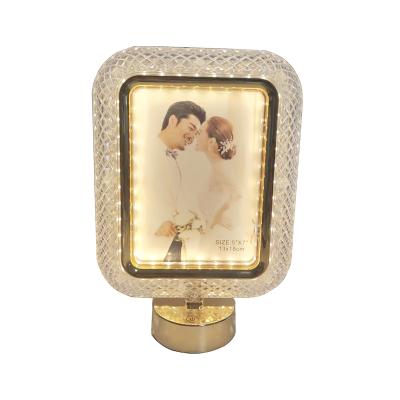 China Personalized Night Light Sublimation USB Plastic Photo Frames Led Light Blanks For Wedding Home Hotel Decoration for sale