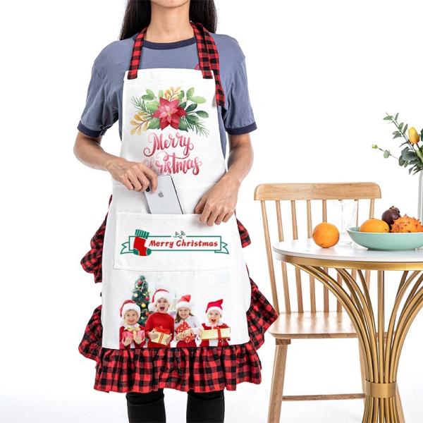 Quality Custom Linen Sublimation Apron Blanks With Pocket Adjustable Neck Strap Kitchen for sale