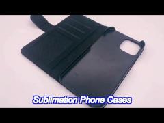 shockproof black pu leather wallet flip sublimation phone case with stand for iphone16 15 14 pro max
