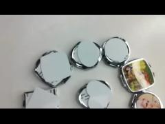 Specchio trucco compatto personalizzato da tasca a sublimazione, piccolo, pieghevole, portatile, a doppia faccia, specchietto cosmetico promozionale