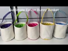 Blank Sublimation Easter Bunny Basket With Color Handle Cute Rabbit Tail 