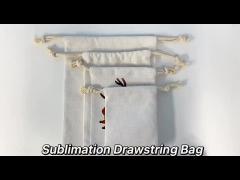Sacchetti di Babbo Natale in sublimazione Sacchetti bianchi con logo stampato su misura Sacchetti di stoccaggio antipolvere di lino di corda di trazione Sacchetto regalo di Natale in sublimazione