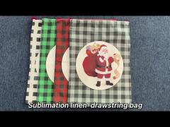 Sublimatie kerstzakken kerstman zakken trekstreng buffalo plaid linnen sublimatie kerstzakken