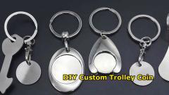 Custom Metal Trolley Coin Keychain DIY Sublimation