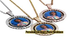 Personalized Heart Photo Necklace Sublimation Gift