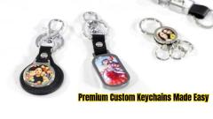Custom Sublimation Metal Keychains With Leather Straps