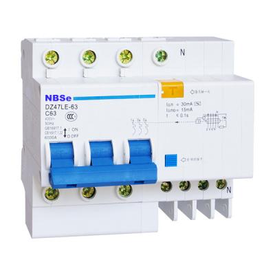 Cina DZ47LE-63 ha combinato l'interruttore corrente residuo DPN 2P 3P TPN 4P 6A 10A 16A 30mA 100mA 300m in vendita