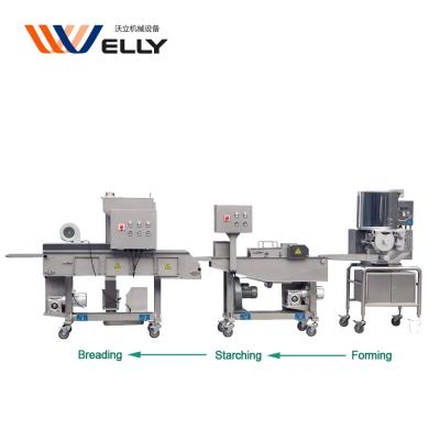 China High Capacity Chicken Escalope Starching Machine Meat Pie Making Machine Burger Patty Process Line for sale