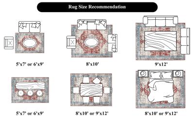 Cina Tappeto per camera da letto stampa digitale non scivolo colore personalizzato per soggiorno cinese in vendita