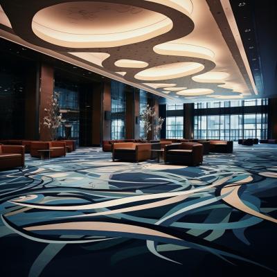 China Hotel Lobby Corridor Carpet Roll in Silverstone Printed Design voor Modern Luxury Hotel Te koop
