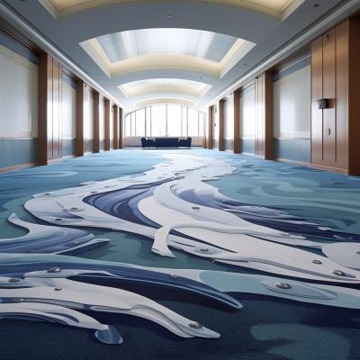 China Hotel Lobby Corridor Carpet Roll in Silverstone Printed Design voor Modern Luxury Hotel Te koop