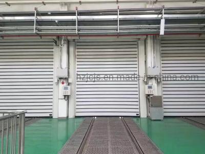 China High Speed Walnut Rolling Spiral Security Garage Door with Linear Door Panel Pattern for sale