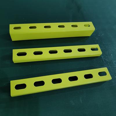 China Yellow Coated Metal Framing Strut Channel Anti Rust Spray Painted Perforated C Channel for sale