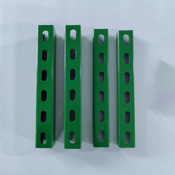 Quality Green Powder Coated C Steel Unistrut Slotted Channel Q235B Perforated For Solar Mounting Bracket for sale