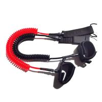 China Greenlife 7mm Coiled SUP Leash 1.5m Stretchable Heavy Duty Surfboard Leash Black Red for sale