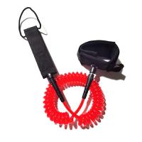 China Greenlife 7mm Coiled SUP Leash 1.5m Stretchable Heavy Duty Surfboard Leash Black Red for sale
