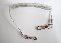 China Yellow Wire Coil Lanyard 150mm Stainless Steel Tool Tether with Snap Hooks for sale