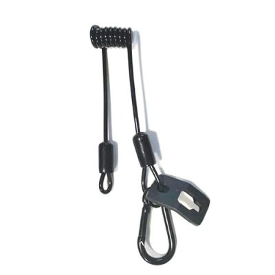 China Laço espiral curto preto de Lanyard With Carabiner And String do baraço da segurança de 3CM à venda