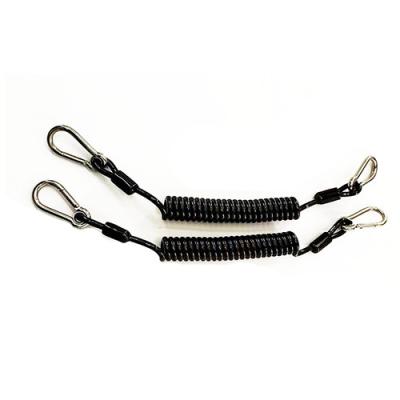 Cina Strumento di molla elastico nero Lanyard Carabiner To Carabiner Drop Protection in vendita