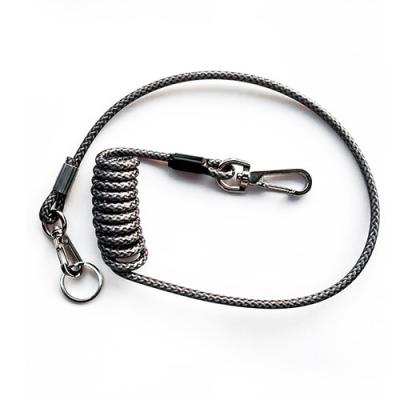 Cina Strumento a spirale lunga su misura Lanyard Durable Grey Nylon Core Clear PU Coated in vendita