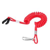 China Extendable Coiled Jet Ski Lanyard Tether 3.5mm PU Cord 1m Stretched Red for sale