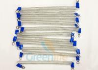 China Translucent Coiled Security Tether 15cm Stainless Steel Wire Rope 1.8m Extended Length for sale