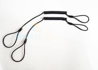 China Stretchable Coil Tool Lanyard 120mm Black Double Loop Safety Lanyard 30g for sale