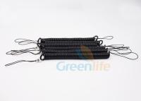 China Black PU Coiled Key Lanyard 80mm with 2 Cellphone Loop Strings for sale