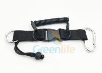China Plastic Heavy Webbing Quick Release Coil Lanyard 53 Inch Swim Tether Black for sale