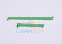 China Soft Green 2.0mm Coiled Security Tether with Eyelets Custom Length TPU Tool Lanyard for sale