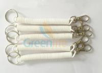 China Stretchable Plastic White Coil Spring Lanyard 2.5mm with Split Ring and Swivel Clip for sale