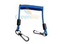 China Plastic Blue Wire Coiled Lanyard Cord 1.4m Extended Length for Tool Safety at Height for sale