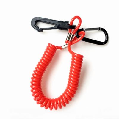China Grampo plástico vermelho de Carabiner da corrente de TPU 1.8M Extending Key Coil no cabo de 3.0MM à venda