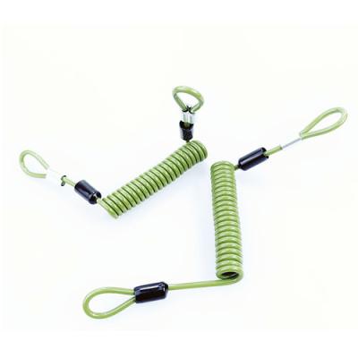 Cina Il verde su ordinazione dell'esercito avvolge la bobina Lanyard Anti Theft Alarming Rope del cavo in vendita
