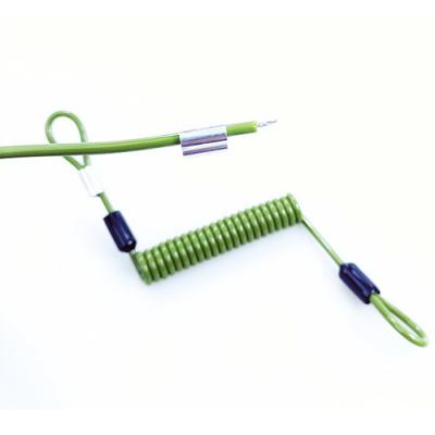 Cina Il verde su ordinazione dell'esercito avvolge la bobina Lanyard Anti Theft Alarming Rope del cavo in vendita