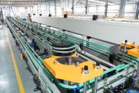 China Automatic Empty Can Collecting Conveyor Powder Cans Collection Chain PLC Control for sale