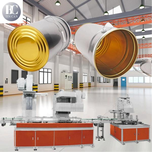 Quality Water Based Pail Bucket Making Machine 20liter 30cpm Gold Lacquered Body Inside for sale