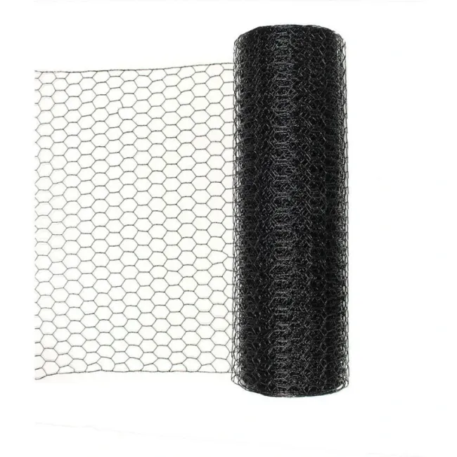 Plastic Black Coated Plated Hexagonal Hex Chicken Wire Mesh in Rolls 1"