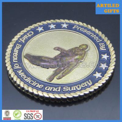 China Rope cut edge Bureau of Medicine and Surgery surgeon general of the navy challenge coin for sale