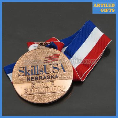 China Skills USA Champions award medal with ribbon and enamel filling logo for sale