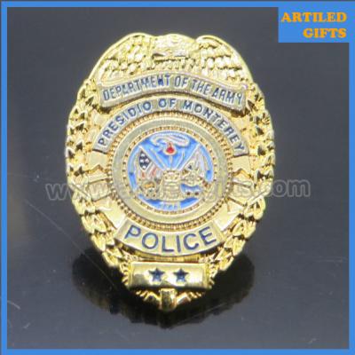 China Gold finish enamel logo Department of the Amy Presidio of Monterey Police badge for sale
