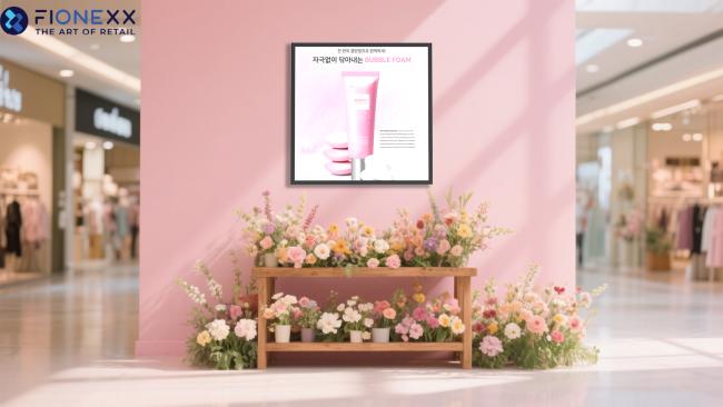 Square LCD display in retail environment