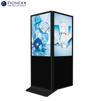 China Indoor Advertising Dual Screen Digital Signage Kiosk with Dual Sided Floor Stand and Android Solution for sale