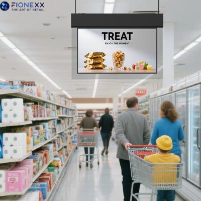 China 43 inch Ultra Slim Dual Sided Hanging Display Landscape Display with glass margin hanging display for sale