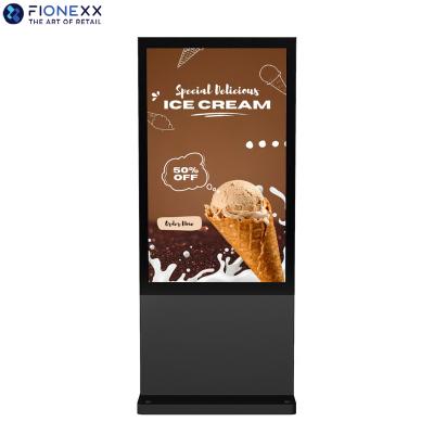 Cina Schermo pubblicitario esterno di alta qualità da 43 pollici, nero, tabellone pubblicitario, totem digitale verticale senza ventola per esterni in vendita