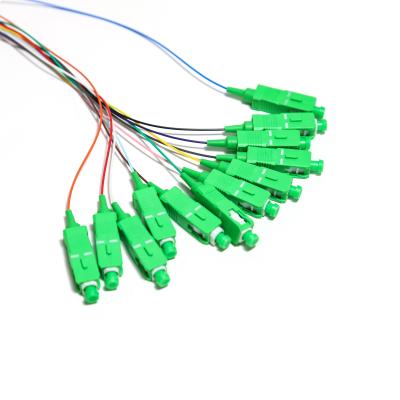 China SC APC 12core Fanout Fiber Optic Pigtail SM Simplex 1.5M Optical Fiber Pigtail /Planar Lightwave Circuit splitter for sale