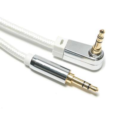 China White AUX Digital Audio SPDIF Cable 90° 3.5mm Knited rope Plated Aluminum Alloy For Sound Speaker Car Audio 0.92M for sale