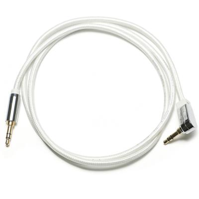 China White AUX Digital Audio SPDIF Cable 90° 3.5mm Knited rope Plated Aluminum Alloy For Sound Speaker Car Audio 0.92M for sale